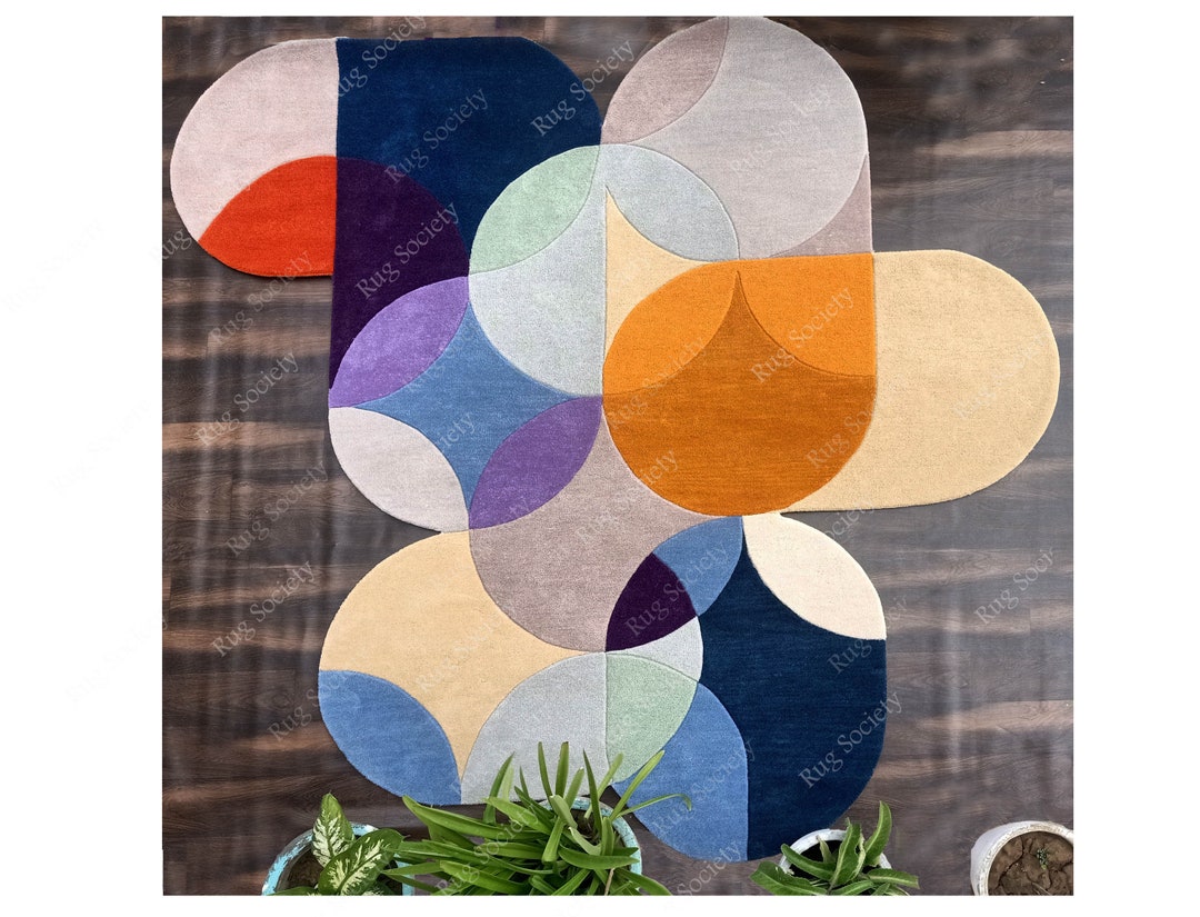 Multy Unshaped Wool Rug 100% Woolen Area Rug for Hall Kitchen Living ...