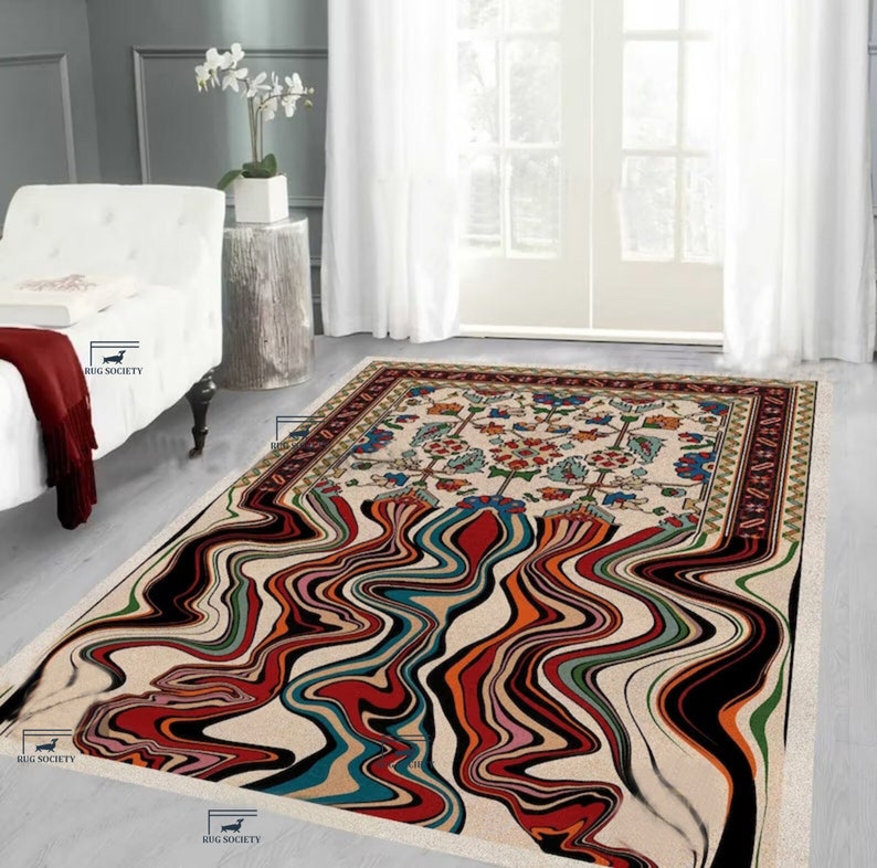 Melting Rug Persian Handmade Tufted 100% Fine Wool Trending - Etsy