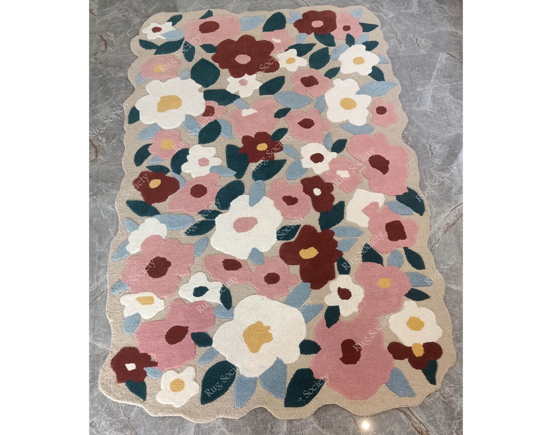 New Authentic Multi Colored Floral Rug 100% Woolen Anti Skid Area Rug ...