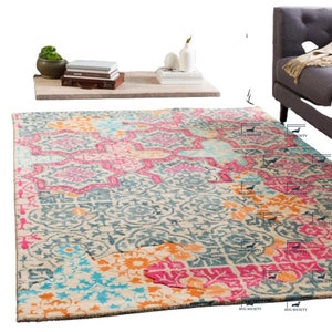 Premium Optimism High/low Rug Hand Made Indian Designer Tufted Rug Colorful Rug 3x5ft 4x6zft ...