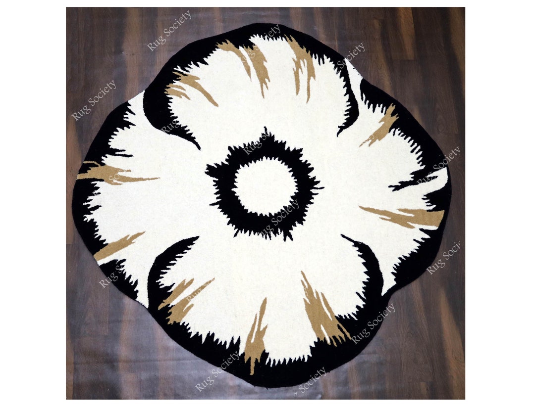 Mandala White, Hand-tufted 100% Wool Handmade Area Rug Carpet for Home ...