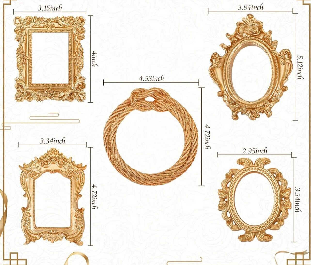 NEW 5pc Small Vintage Style Frames gold - Etsy