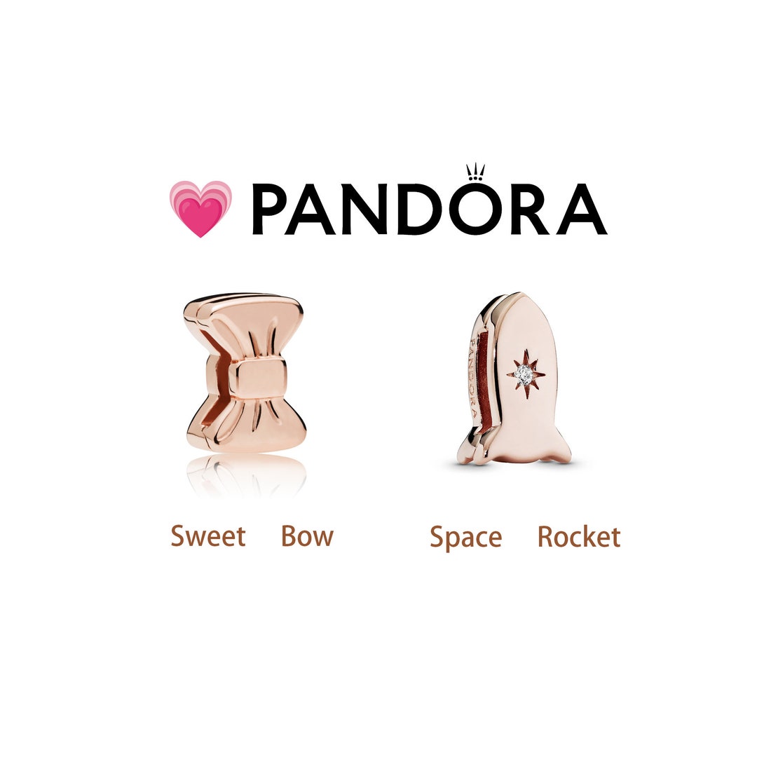 Authentic Pandora 14k Rose Gold Sweet Bow & Space Rocket Clip - Etsy
