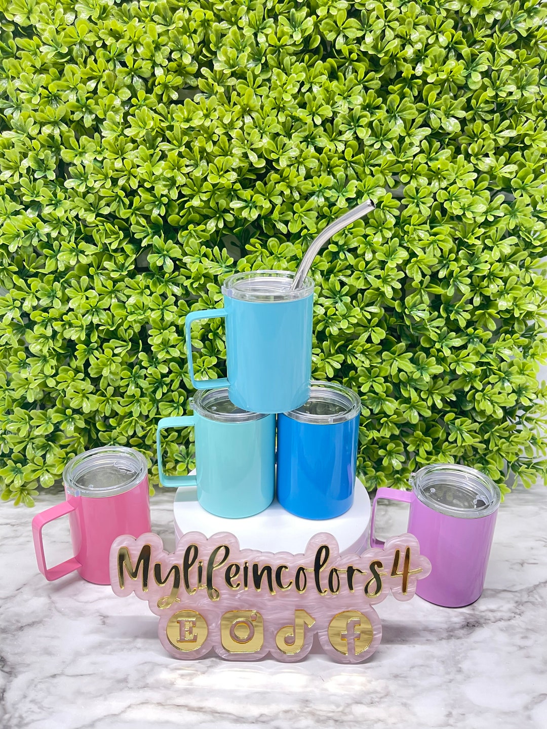 Mini Mugs Shot Glass Tumbler Stainless Steel Lid & Straw Bachelorette ...