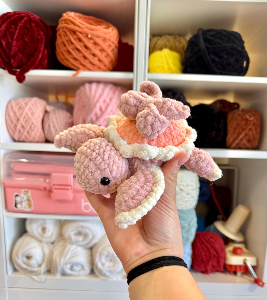 Pink Bow Turtle | Handmade Crochet Toy | Soft Velvet Yarn - Etsy