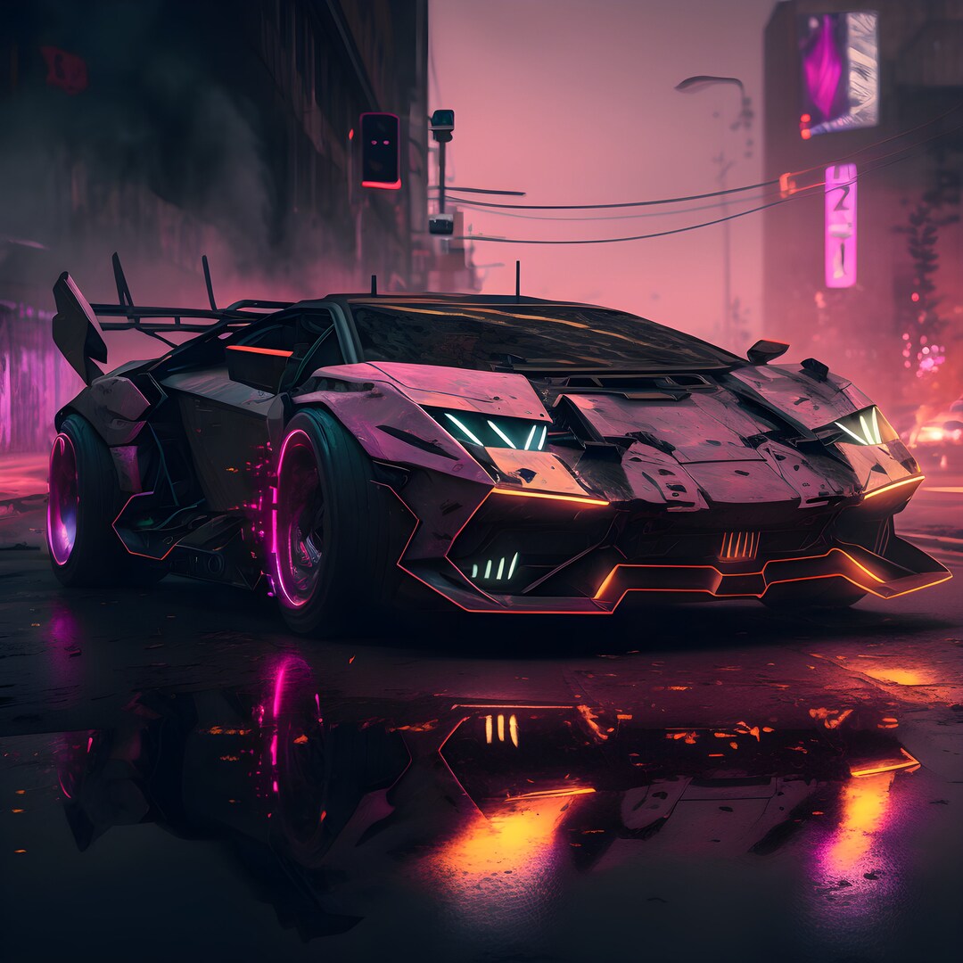 Lamborghini Cyberpunk Neon City - Etsy