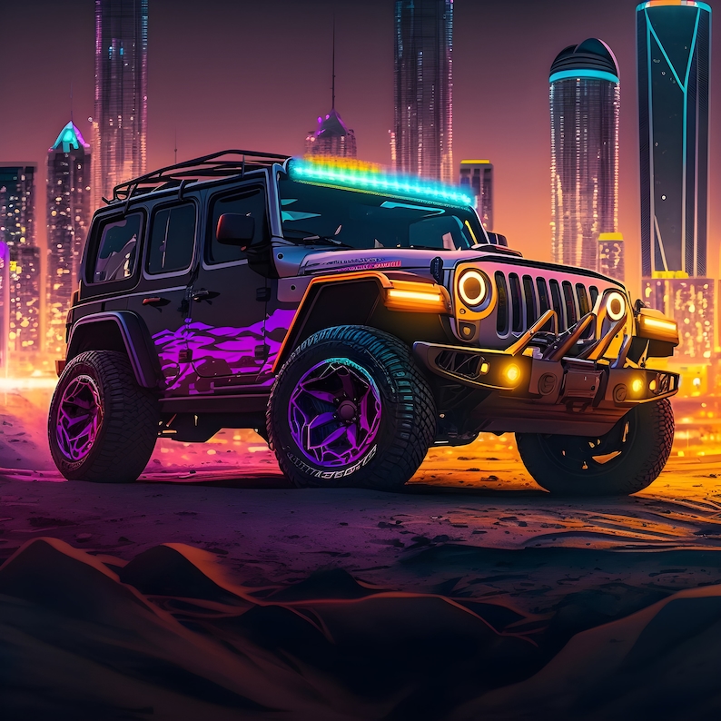 Neon Jeep 1 - Etsy