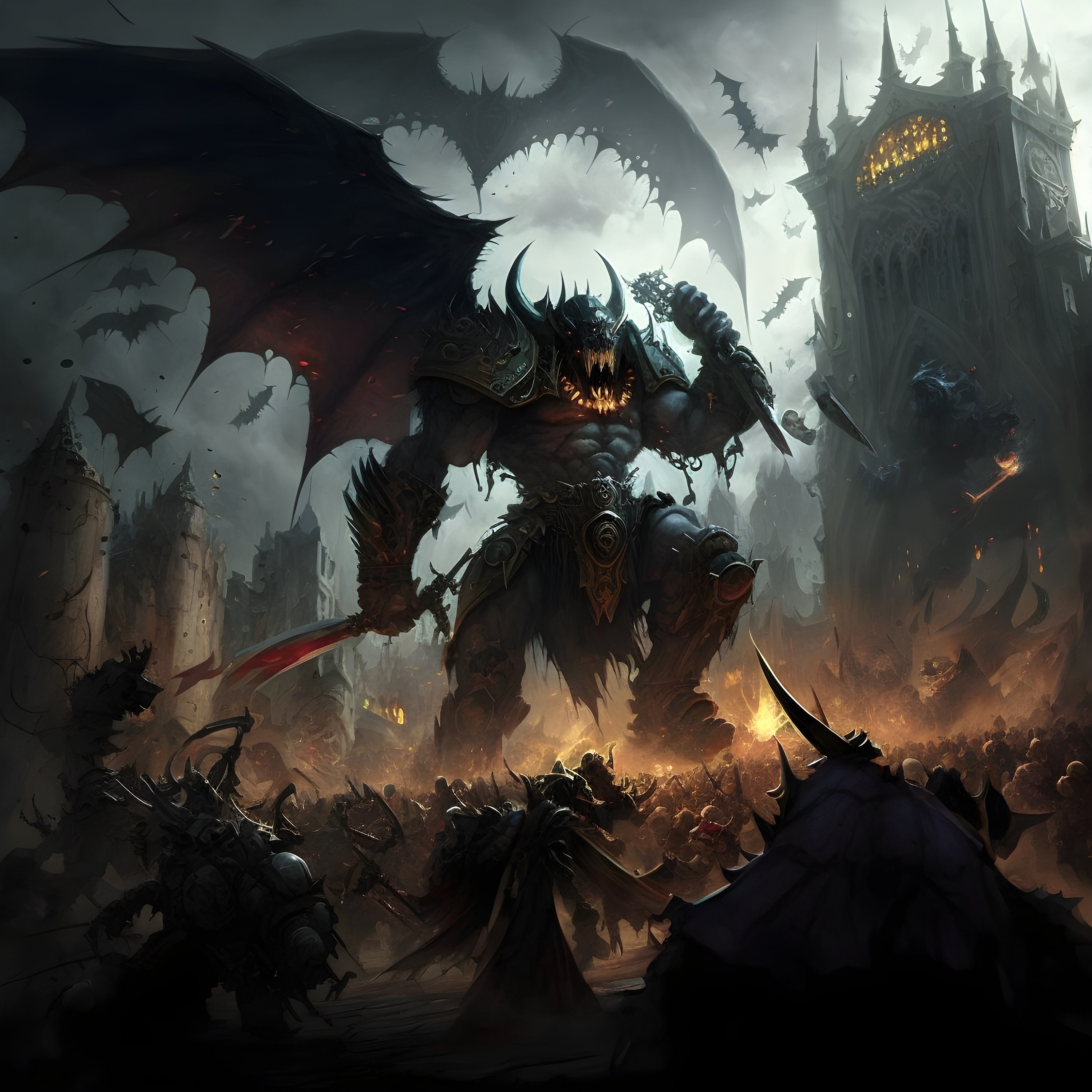 Battle Scene Digital Print Demon - Etsy