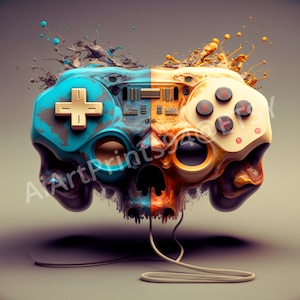 Skull Gaming Controller Poster Digital Download, Gaming Poster Digital ...