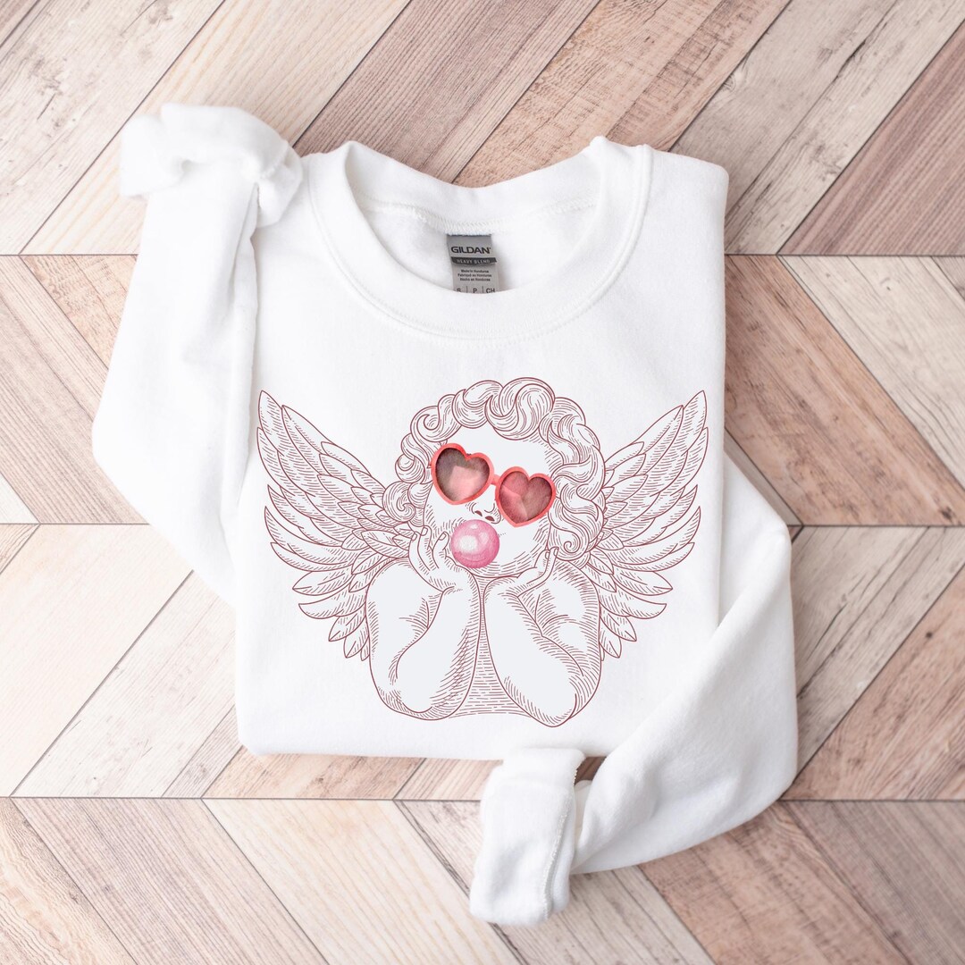 Retro Cupid Valentine Blowing Bubble PNG, Vintage Valentines Day, Funny ...