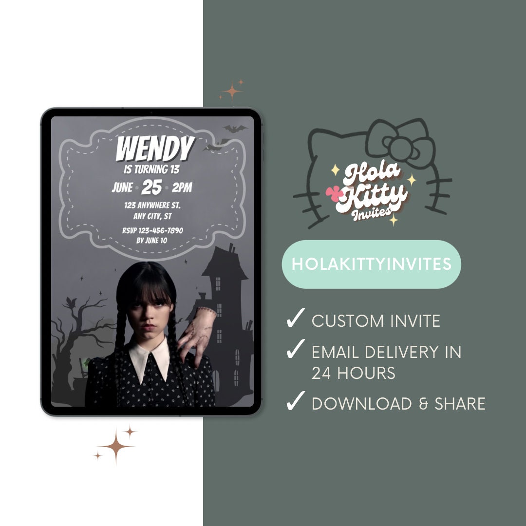 Wednesday Addams Birthday Invitation Digital Download - Etsy