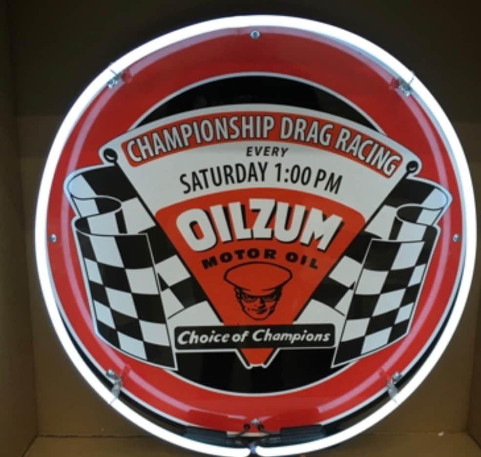 Motor Oil, Drag Racing Neon Sign - 24" Diameter - Full Canned, Neon ...