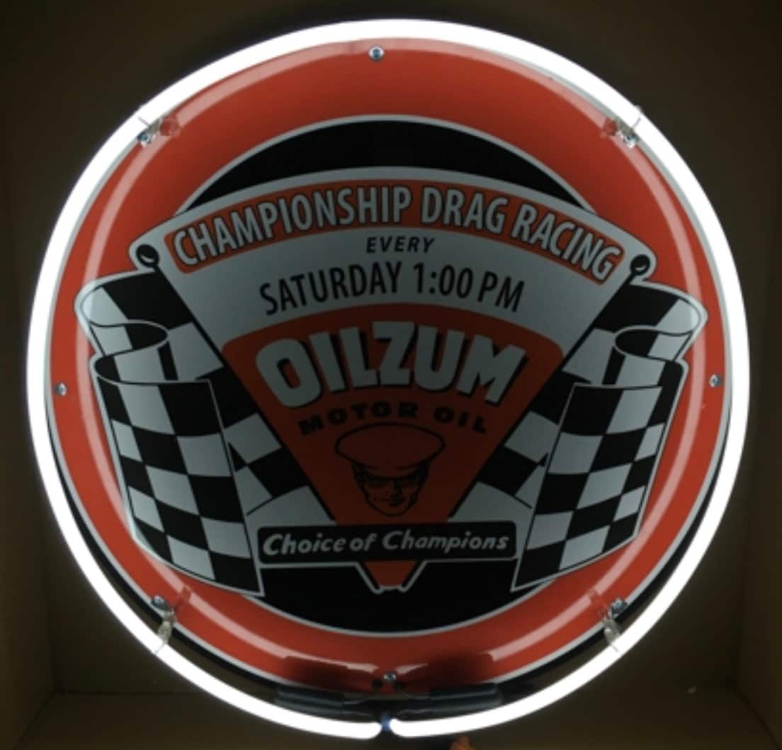 Motor Oil, Drag Racing Neon Sign - 24" Diameter - Full Canned, Neon ...