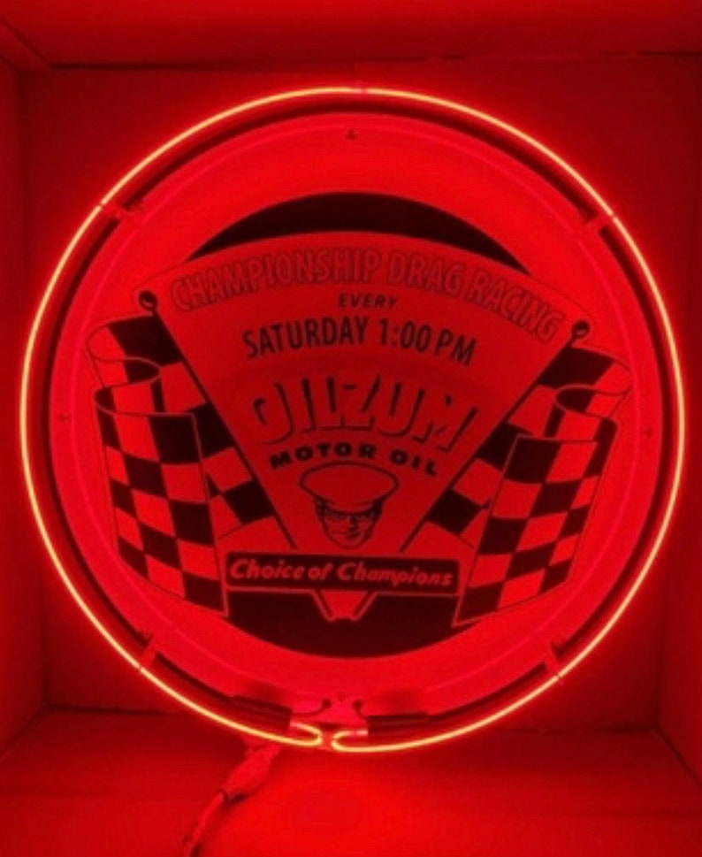 Motor Oil, Drag Racing Neon Sign - 24" Diameter - Full Canned, Neon ...