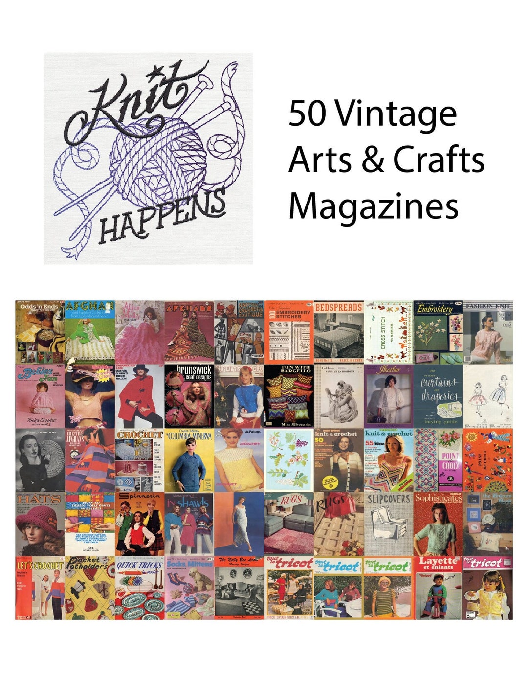 50 Vintage Arts & Crafts Magazines digital File FULL OF PATTERNS ...