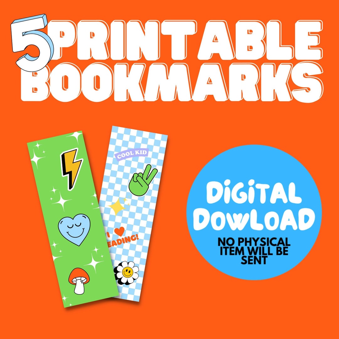PRINTABLE Bookmarks- Digital Download - 5 BOOKMARKS - Checkerboard and ...