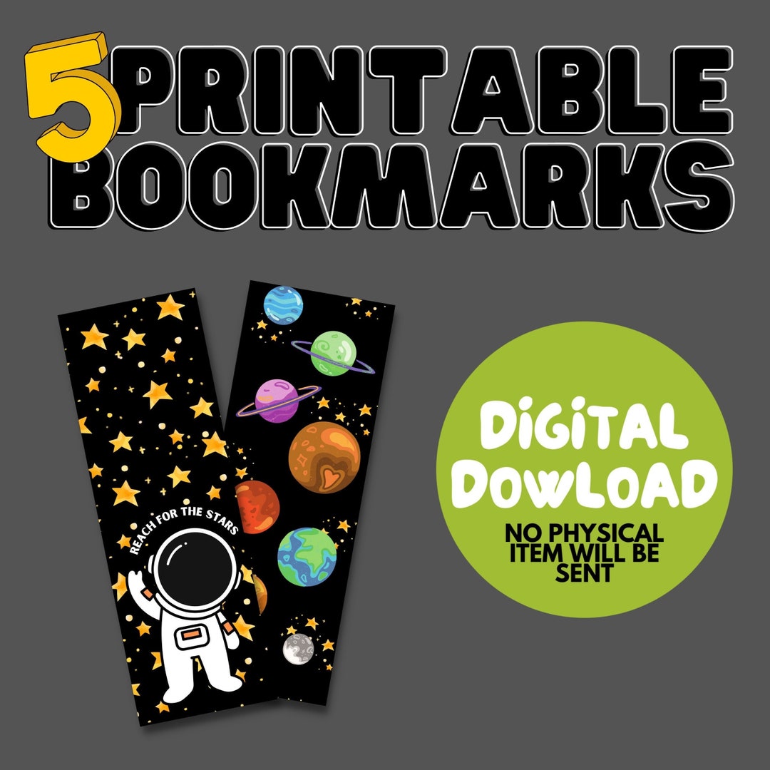 PRINTABLE Bookmarks - Digital Download - 5 BOOKMARKS - Outer Space ...