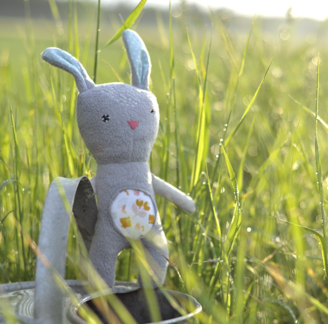 Light Grey Rag Bunny, Stuffed Bunny Toy - Etsy