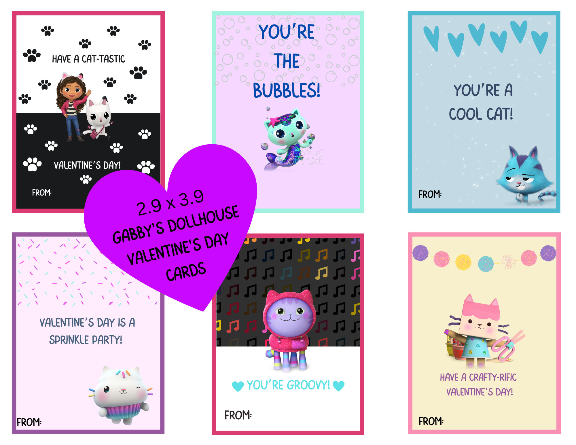 Gabby's Dollhouse Digital Kids Valentine Cards / Gabby's Dollhouse ...