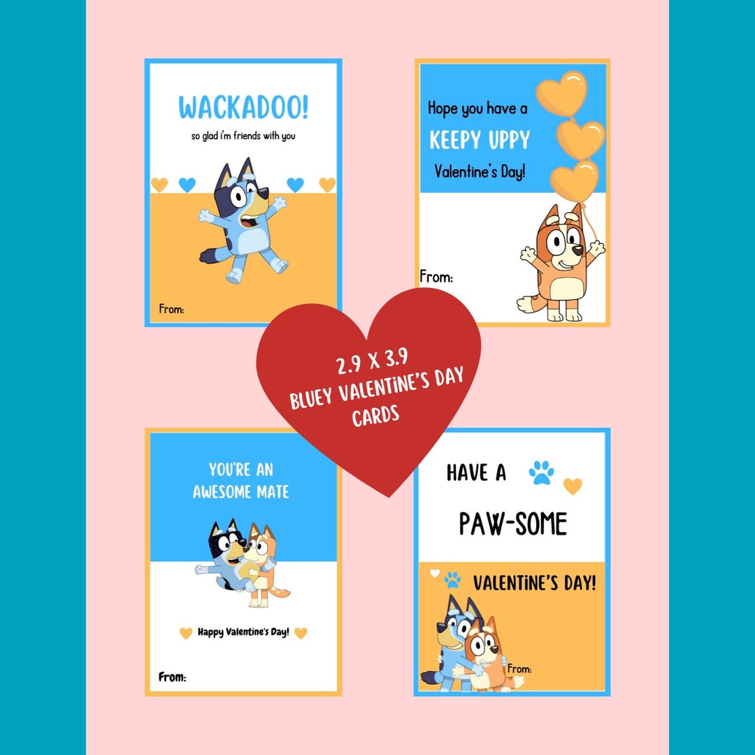 Bluey Kids Valentine Cards / Valentines Day / Kid Valentines / Digital ...
