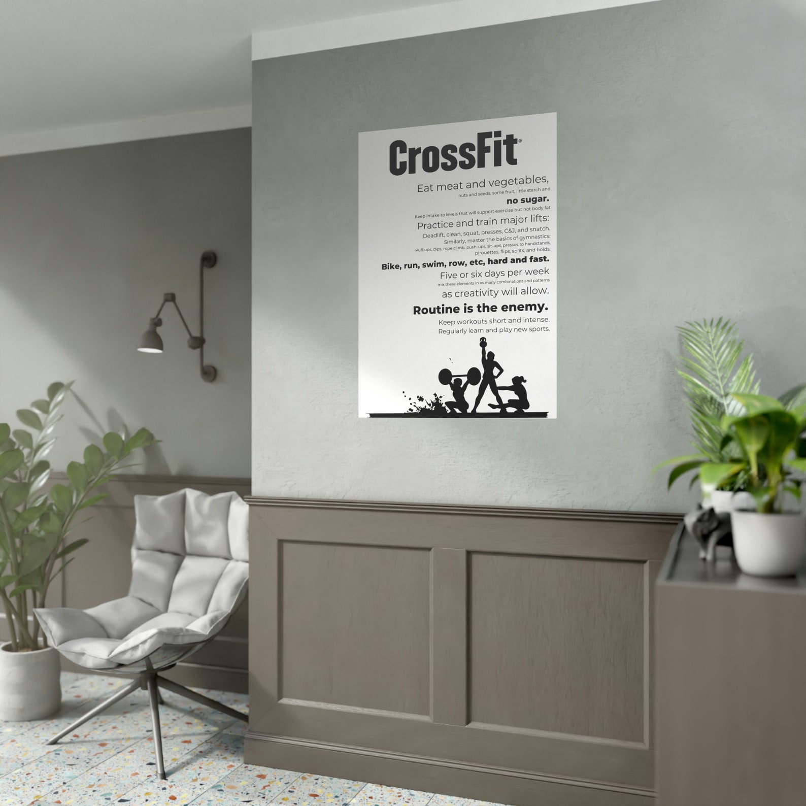 Crossfit Poster, Fitness in 100 Words Poster, Workout Poster Print ...