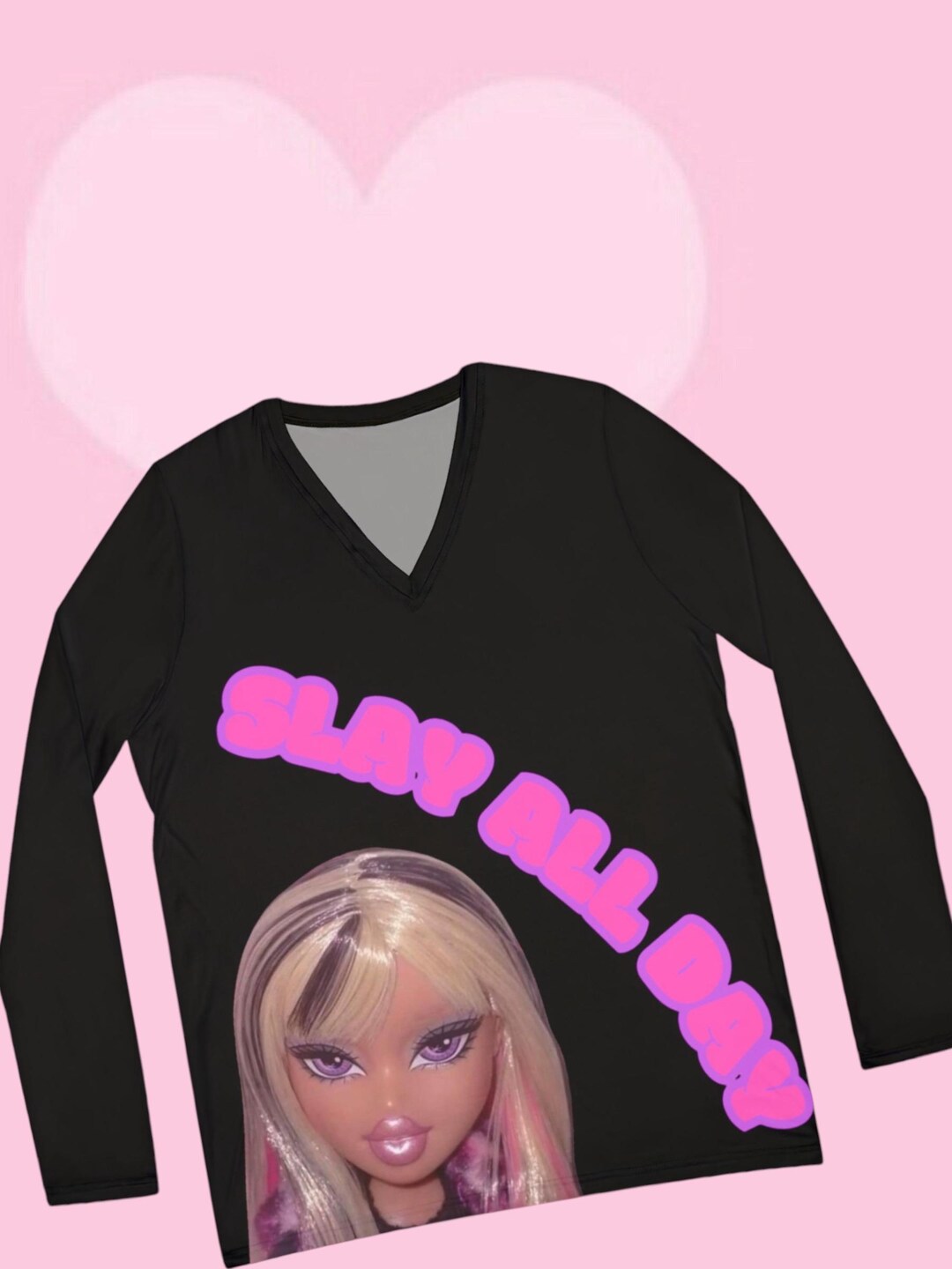 Slay Bratz Long Sleeve Shirt Women Long Sleeve Round Neck Warm T-shirt ...
