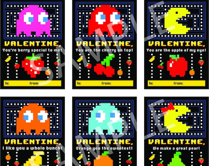 Pac-man Valentine Printable Printable Valentines Arcade Game Valentine ...