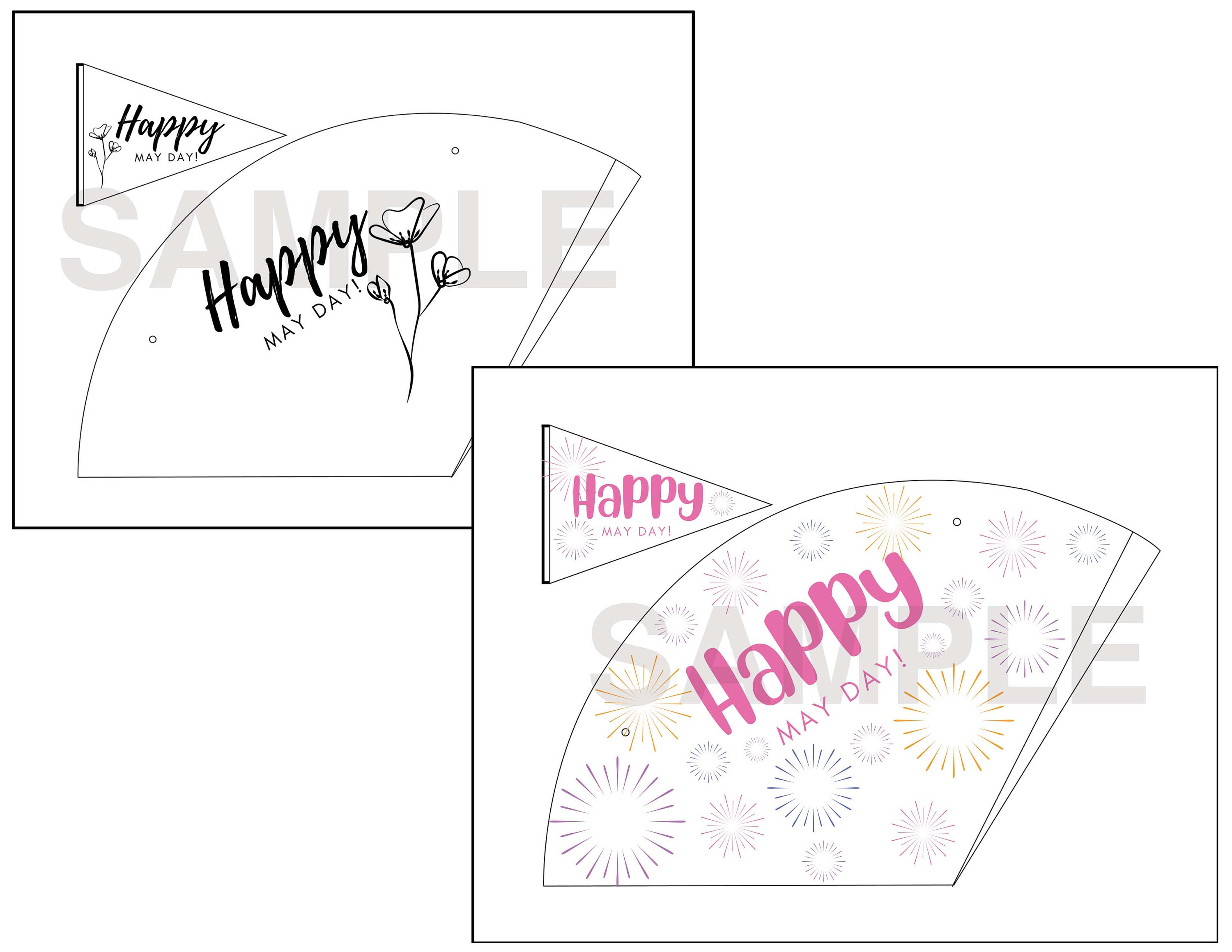 May Day Basket and Pennant Flag Bundle 2pk Downloadable - Etsy