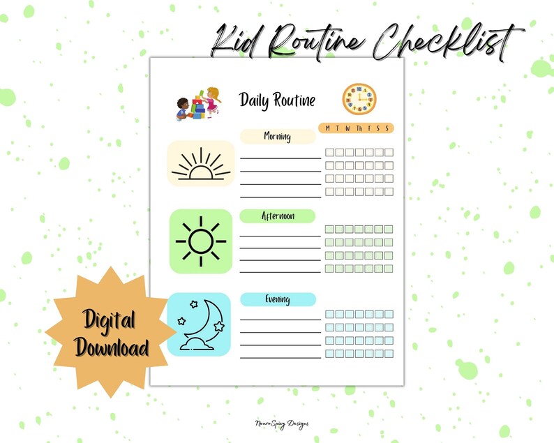 Printable Kids Routine Planner, Ipad, Android, Goodnotes, ADHD, Autism ...