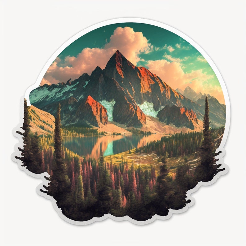 5 Mountain Scenery Sticker Digital Downloads. - Etsy