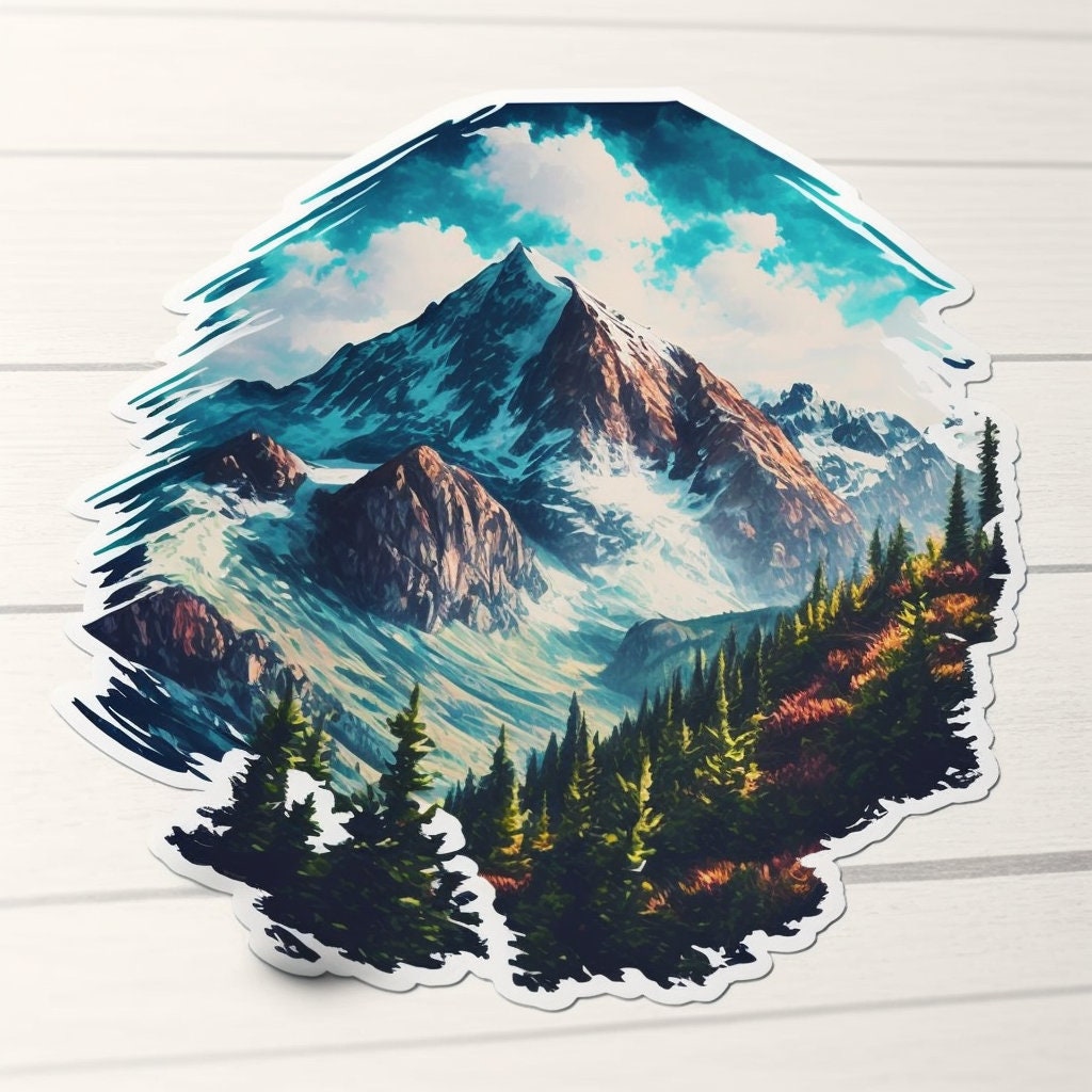 5 Mountain Scenery Sticker Digital Downloads. - Etsy