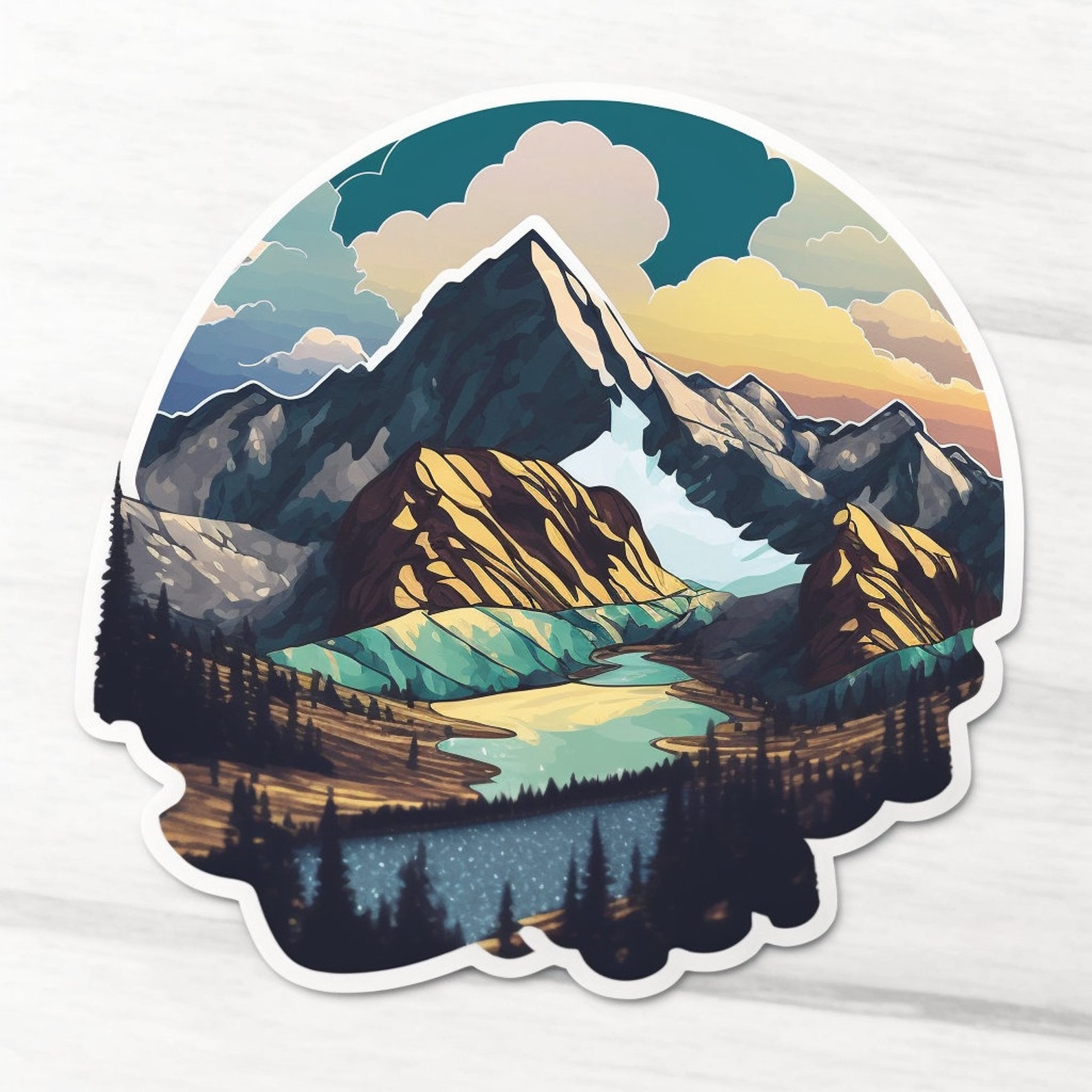 5 Mountain Scenery Sticker Digital Downloads. - Etsy