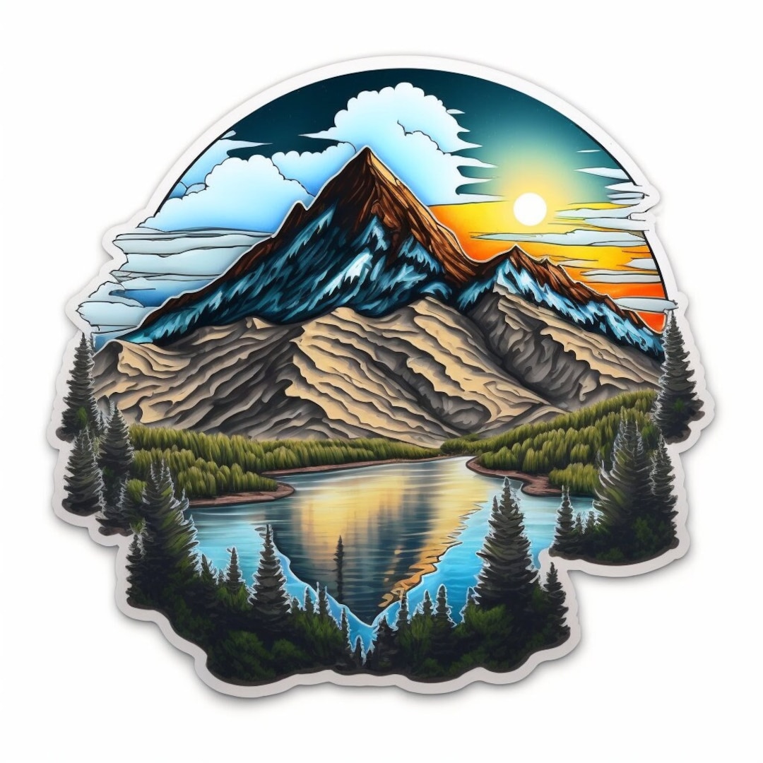 5 Mountain Scenery Sticker Digital Downloads. - Etsy