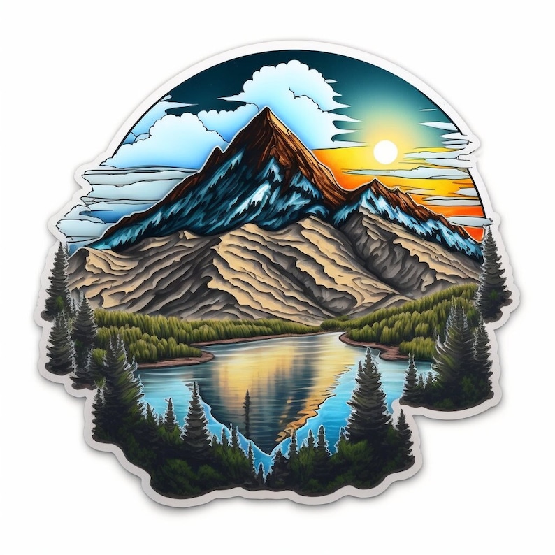 5 Mountain Scenery Sticker Digital Downloads. - Etsy