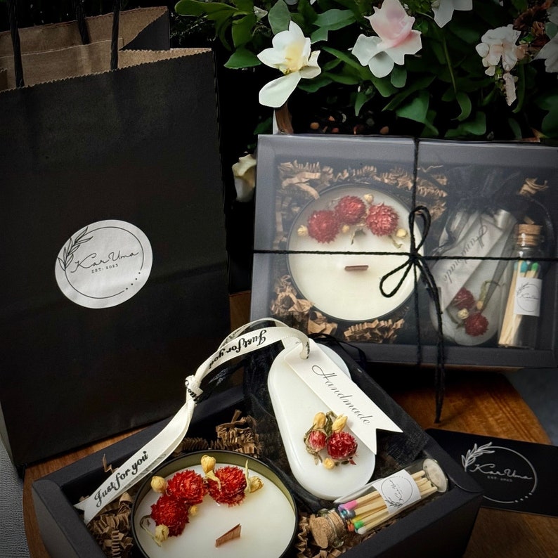 7 Oz Handmade Soy Candle and Wax Sachet Gift Box Mothers Day Candle ...