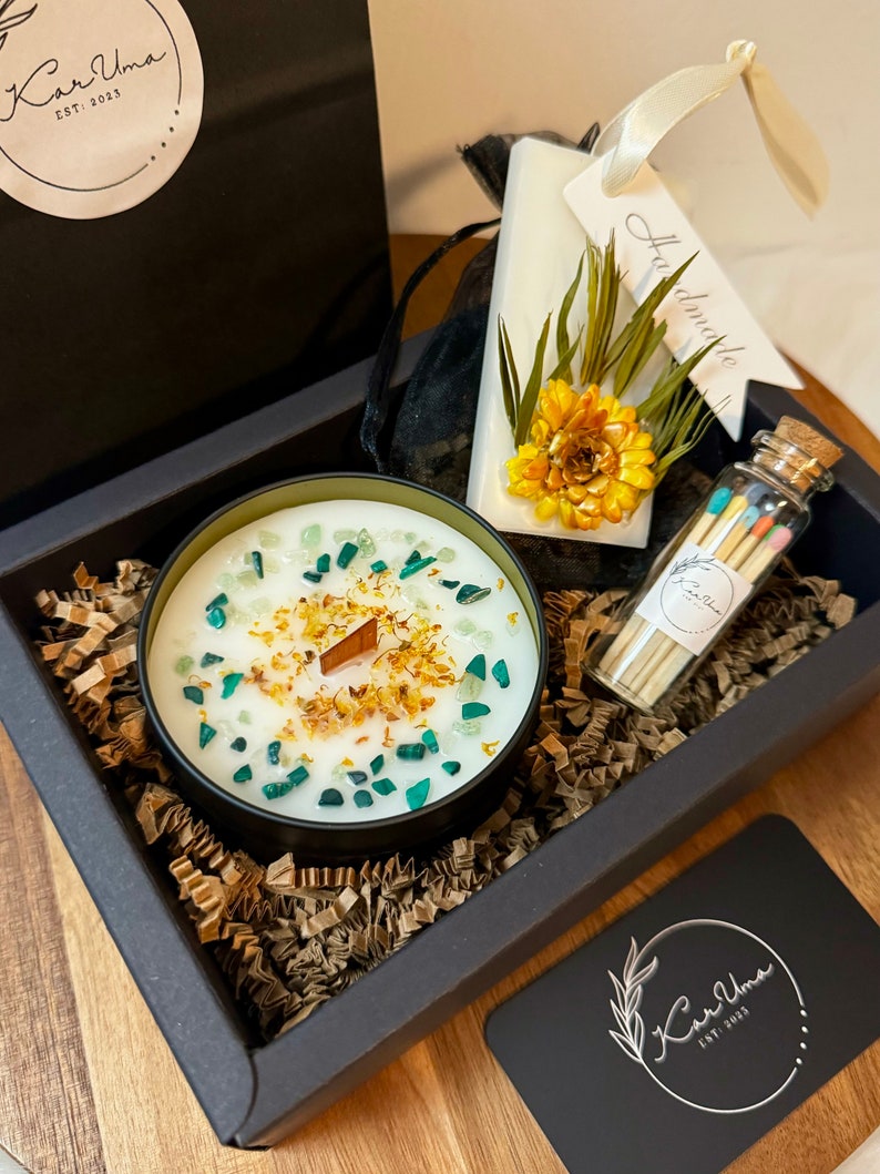 7 Oz Handmade Soy Candle and Wax Sachet Gift Box Mothers Day Candle ...