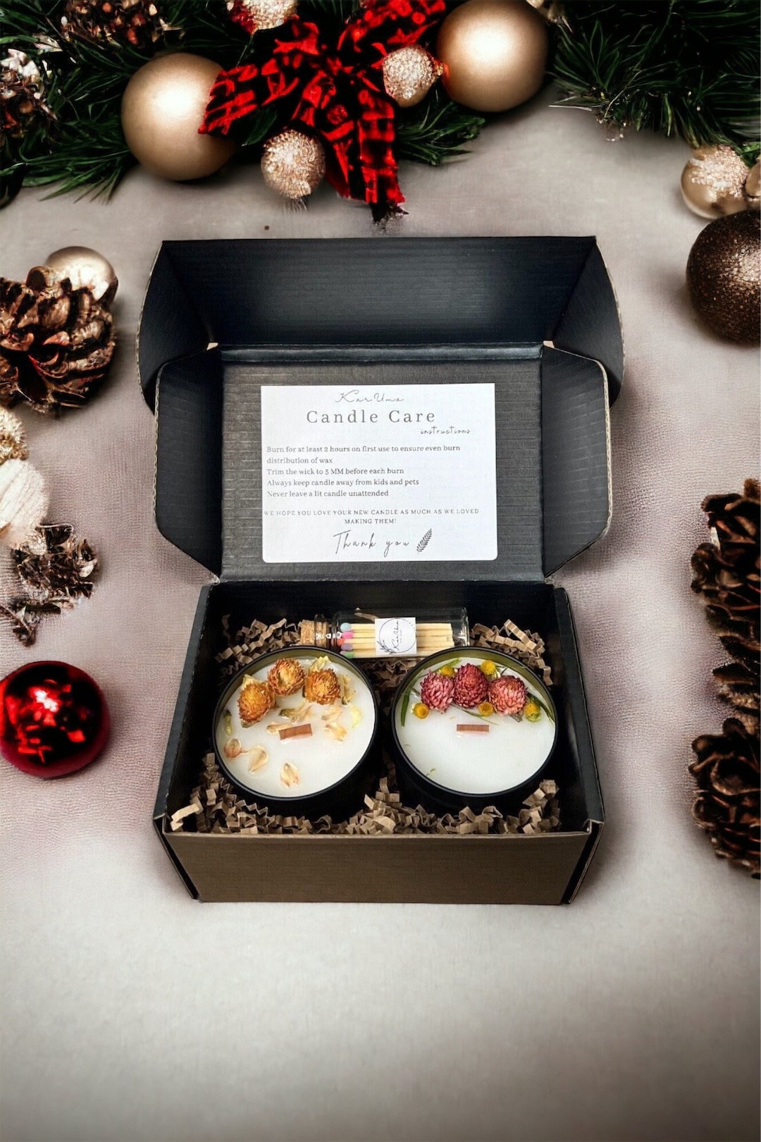 Set of 2 Soy Candle Gift Birthday Candle Gift Box Mothers Day Candle ...