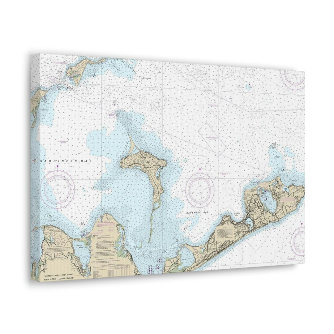 Montauk & the Hamptons, NY Canvas Nautical Map - Etsy