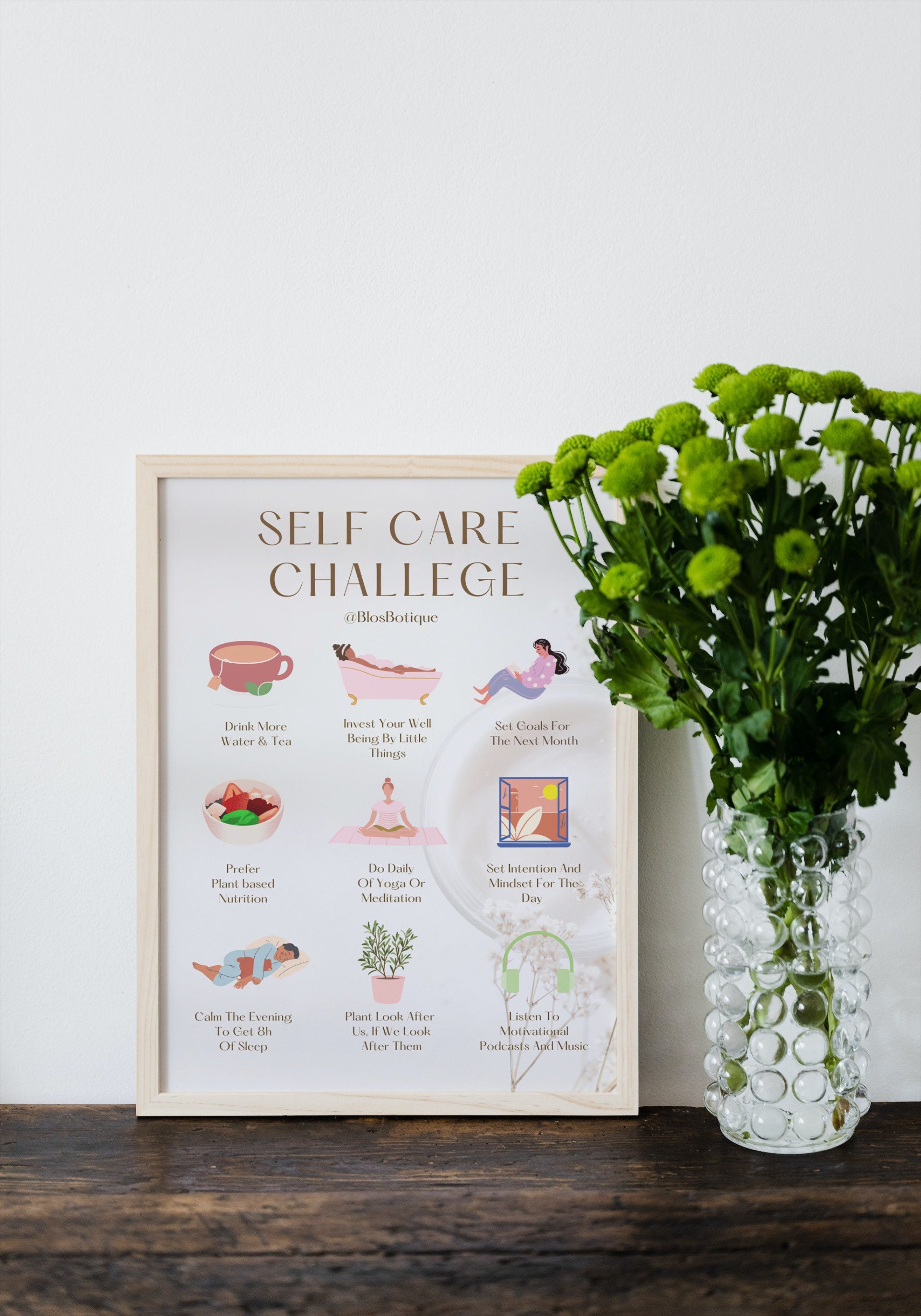 Printable Self Care Poster, Digital Self Care Challenge, Printable Gift ...