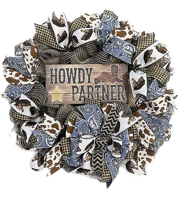 Howdy Partner, Wreath, Everyday Door Decor, Western Decor, Western ...