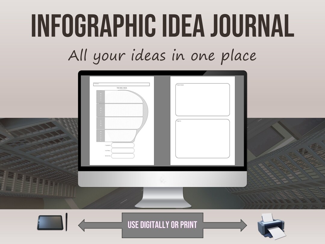 Digital Infographic Idea Journal | Brain Dump for Content Ideas | A4 ...