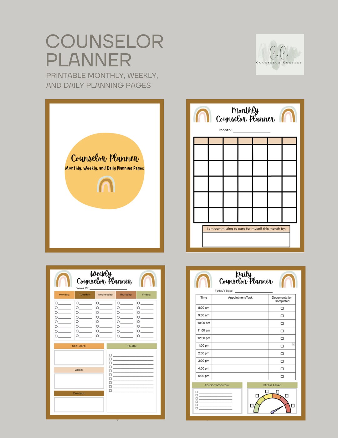 Printable Planner for Counselors, Planner for Therapist, Calendar for ...