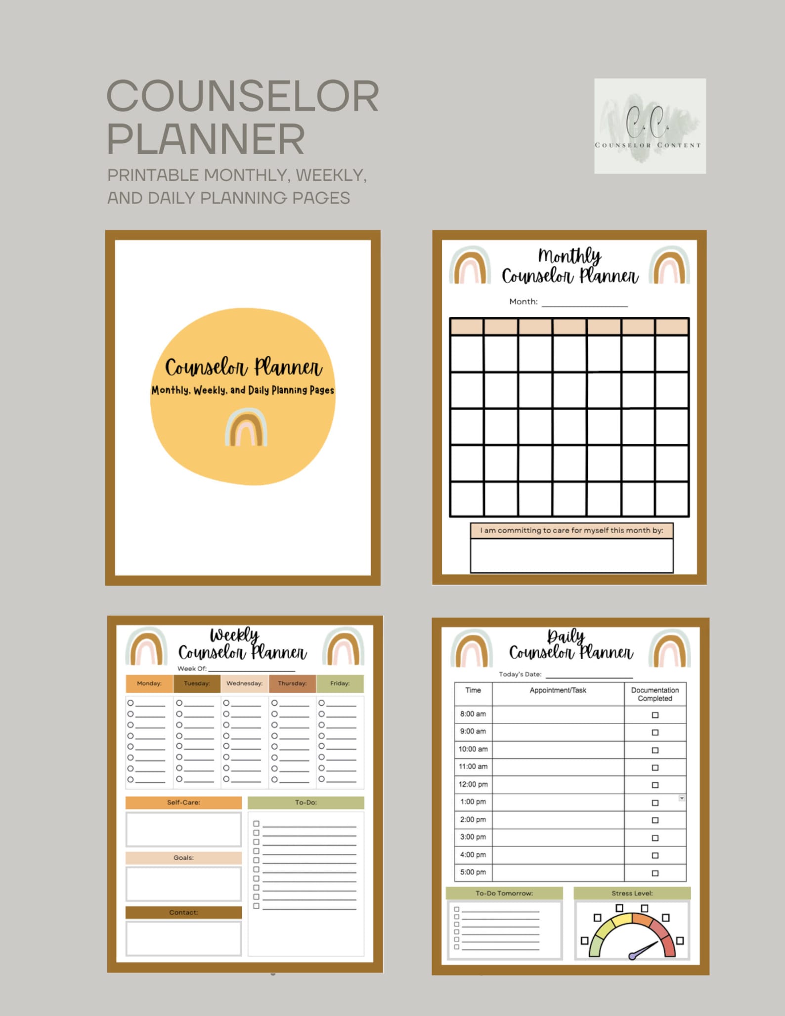Printable Planner for Counselors, Planner for Therapist, Calendar for ...