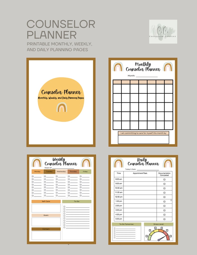 Printable Planner for Counselors, Planner for Therapist, Calendar for ...