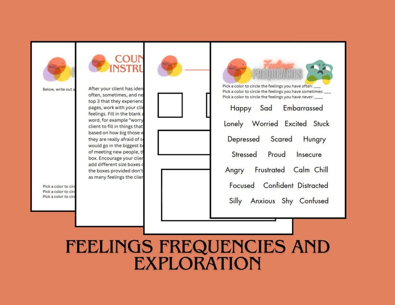 Feelings Frequencies Packet for Counseling 6-page Printable, Therapy ...