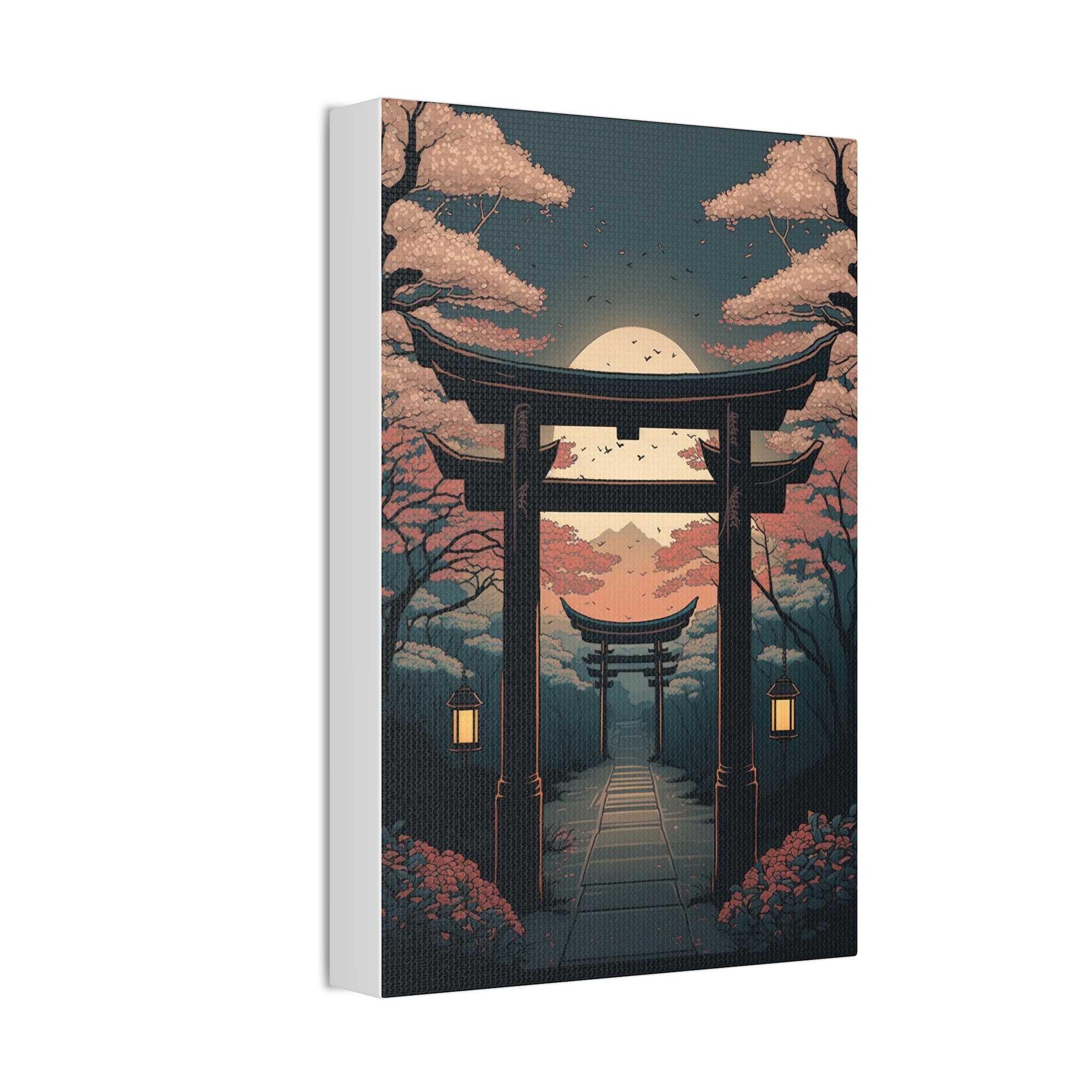 Japanese Torii Gate With Colorful Cherry Blossoms Japan Landscape Art ...