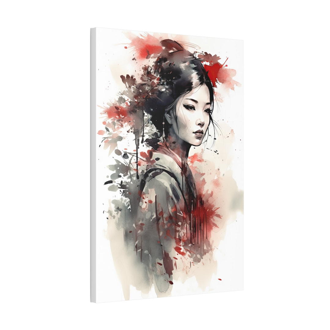 Stunning Japanese Geisha Art Print Painting Wall Canvas Decor - Etsy