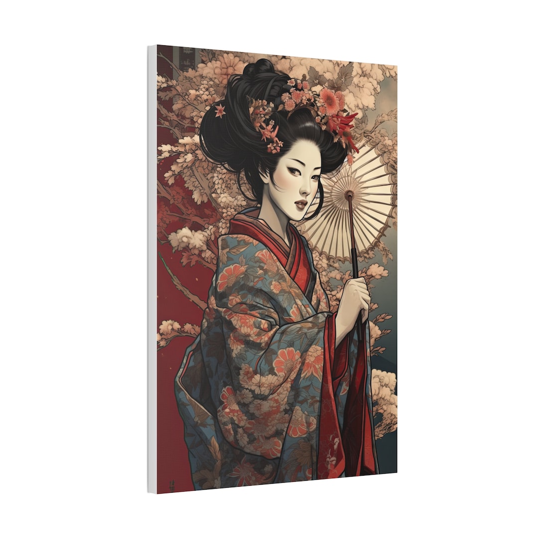 Stunning Japanese Geisha Art Print Painting Wall Canvas Decor - Etsy