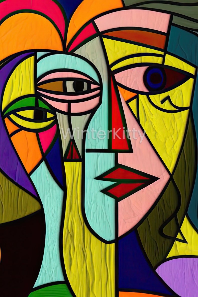 Picasso Style Abstract Cubism Art Print Modern Wall Decor DIGITAL ...