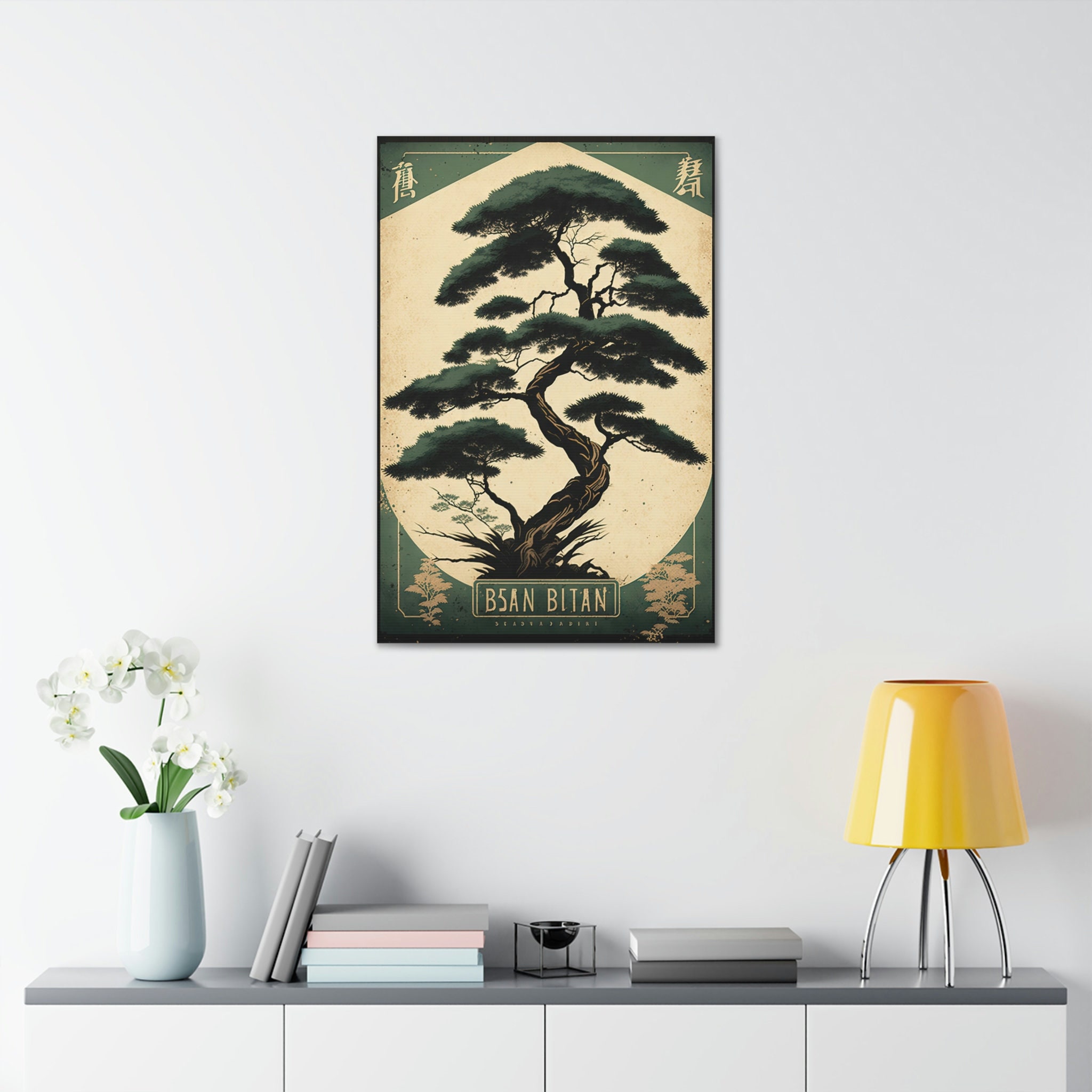 Japanese Bonzai Tree and Enso Circle Art Print Painting Wall - Etsy